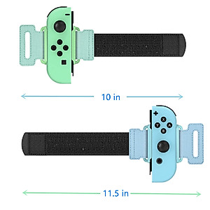 FANPL Upgrade Wrist Bands Compatible with Dance 2025/2024/2023/2022, Adjustable Elastic Strap for Switch & OLED JoyCon Controller, Fit for Adults & Children,2 Pack (for Animal Crossing Blue & Green)