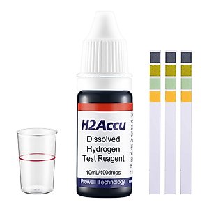 Hydrogen Test Drops Blue Reagent Calibrated | Hydrogen Water Tester Kit with PH Strips | H2Accu