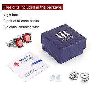 UHIBROS 6 Pairs Stainless Steel Stud Earrings Set For Mens Womens Hypoallergenic Cubic/Square Zircon Earrings 18K White Gold 316L CZ Earring