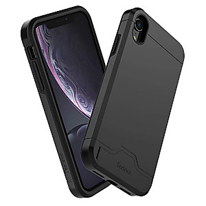 Teelevo Wallet Case for Apple iPhone XR (2018), Dual Layer Case with Card Slot Holder and Kickstand for Apple iPhone XR - Black