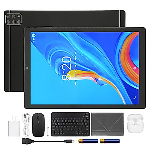 Luqeeg 10.1 Inch FHD Tablet, 100‑240V 6GB RAM 128GB ROM MT6735 Deca Core 5G WiFi 8800mAh 2 in 1 Tablet PC Dual Camera for Android 12 for Gaming (US Plug)