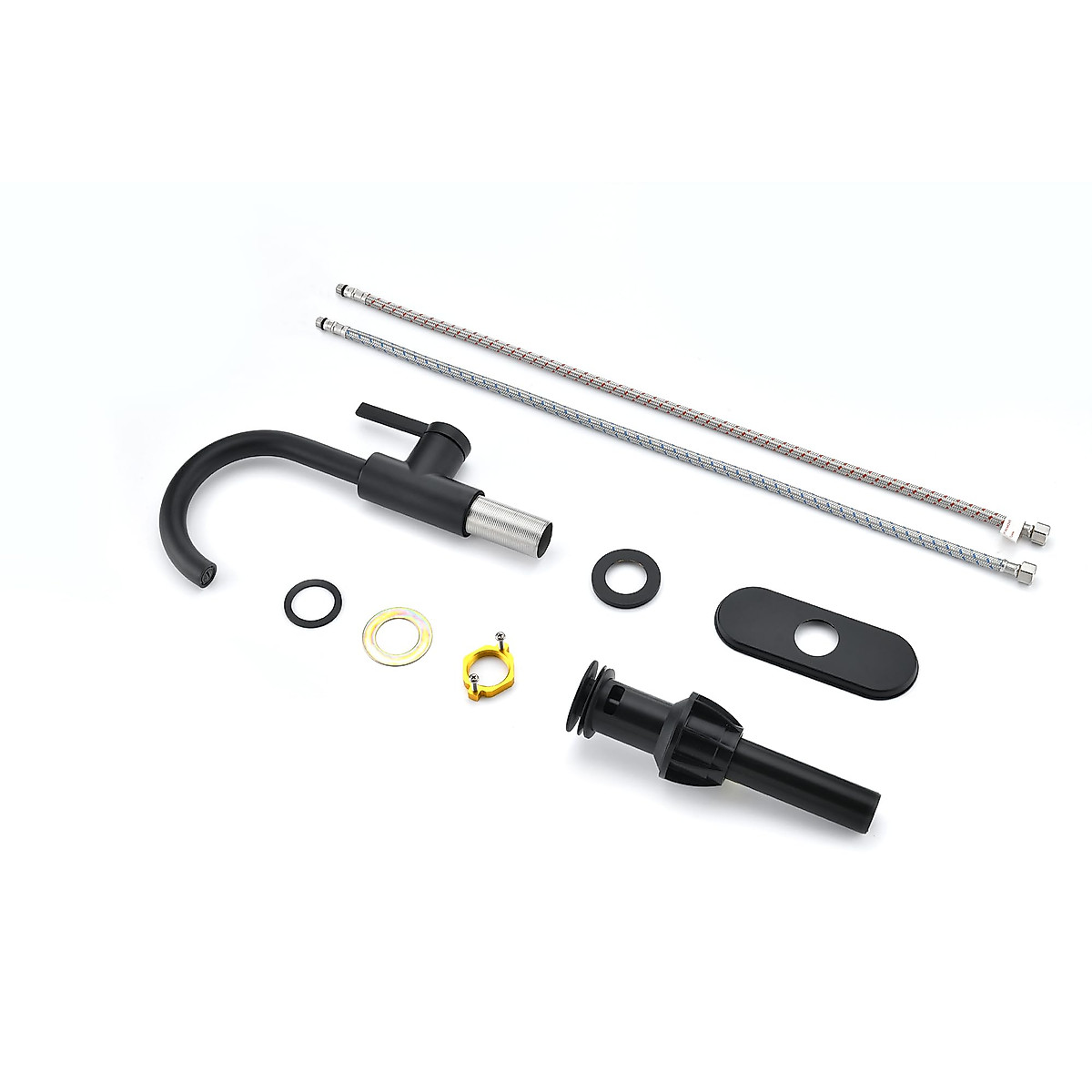 Derengge Bathroom Faucet,Single Handle Bathroom Sink Faucet with Water Supply Line,1 Hole or 3 Hole Lavatory Vantity Faucet with Pop-up Drain,Matte Black Finished,F-1328-MT