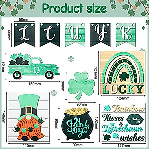 Glenmal 1 Set St. Patrick's Day Tiered Tray Decor Set Rustic Farmhouse Wood Sign Lucky Sign Shamrock Gnomes Wooden Tier Tray Decor Items for St. Patrick Irish Party