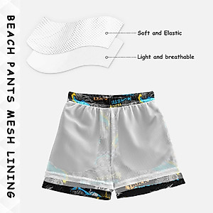 JHKKU Boys Swim Trunks Monster Truck Bathing Suits Swim Board Shorts Swimsuit with Mesh Lining 6 Years