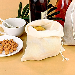 Pangda Muslin Bags Cloth Bags with Drawstring Large Storage Bags Bulk Cotton Reusable Grocery Bags DIY Craft Sachet Bag for Party Wedding Home Storage(8 x 10 Inch, 15)