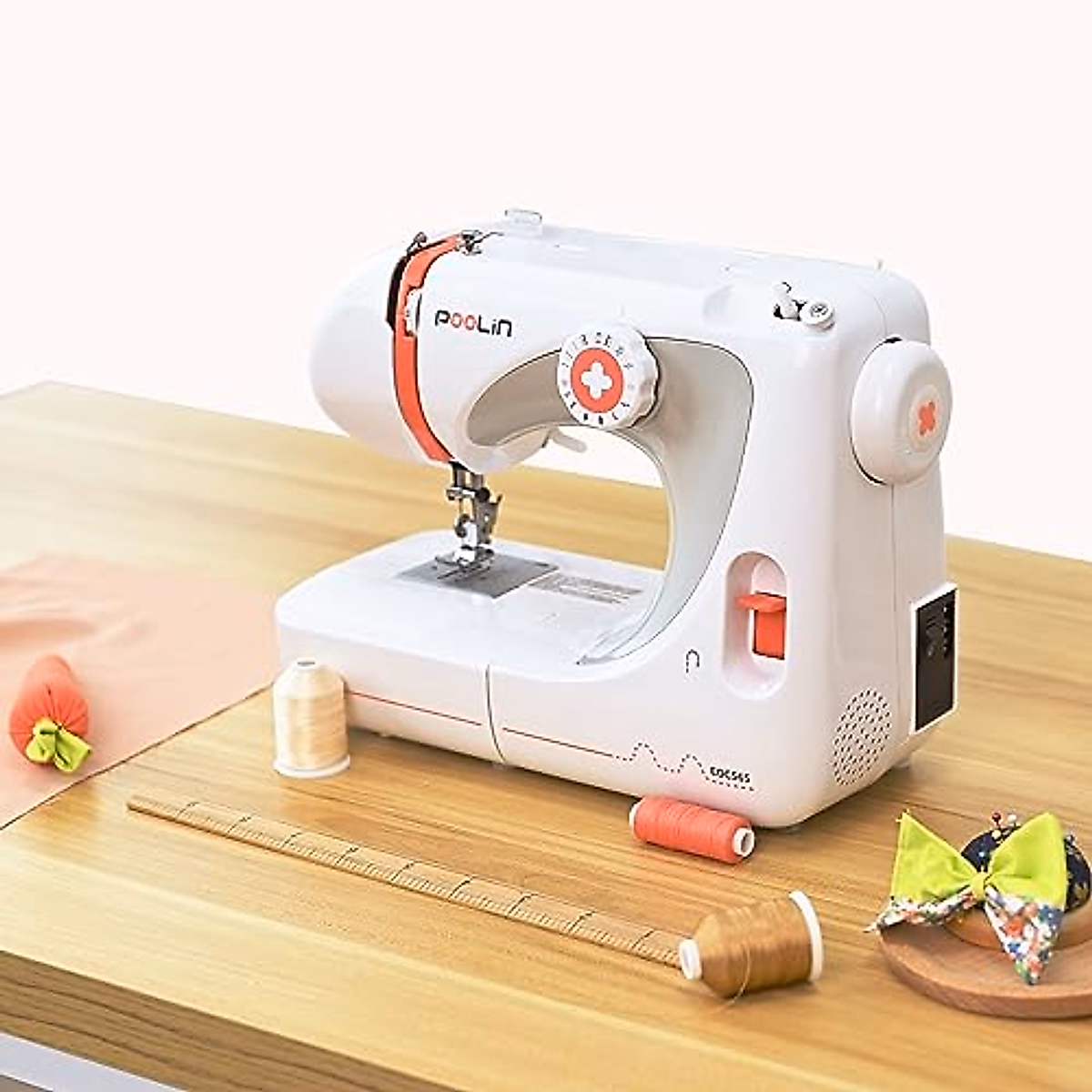 Poolin Basic Sewing Machine for Children - 27 Stitches Applications with Multiple Accessories Include Video Tutorials & Quick Guide & Instruction Manual, EOC565
