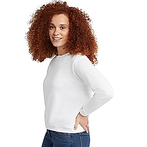 Hanes Women's EcoSmart Crewneck Sweatshirt, White, Large