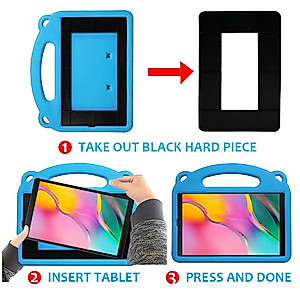 FIREVASE Tablet Case for Samsung Galaxy Tab A 10.1 Inch (2019), ONLY FIT SM-T510/SM-T515, EVA Shock Proof Light Weight Professional Kids Case, with Handle Built-in Bracket & Shoulder Strap (Blue)
