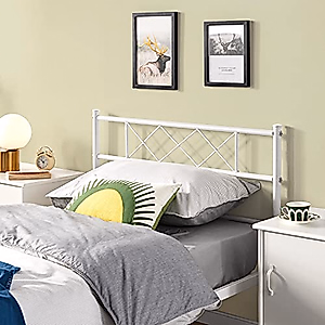 Yaheetech Metal Bed Frame Platform with Headboard and Footboard Mattress Foundation No Box Spring Needed Under Bed Storage Strong Slat Support Twin Size White
