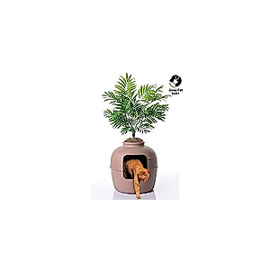 Good Pet Stuff, The Original Hidden Litter Box, Artificial Plants & Enclosed Cat Planter Litter Box, Vented & Odor Filter, Easy to Clean, Mocha Brown