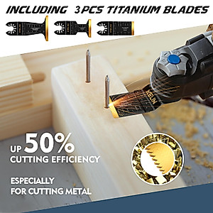 KELIN 174 PCS Metal Wood Oscillating Tool Blades Kit, Quick Release Titanium Multitool Blades with Sandpaper, Dimond Oscillating Saw Blades, 11 Types Blades for Home Kitchen Repair