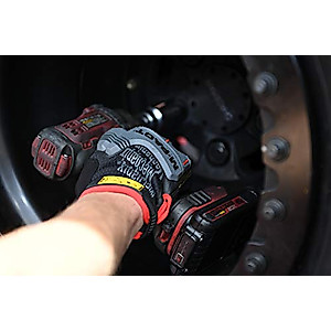 Mechanix Wear: M-Pact Work Gloves with Secure Fit, Work Gloves with Impact Protection and Vibration Absorption, Safety Gloves for Men (Black/Red, Large)
