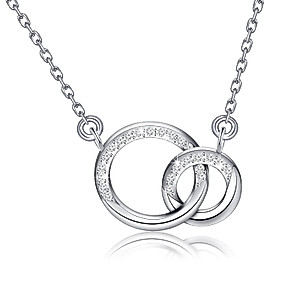 PLITI Sympathy Necklace In Memory of Loved One Gift Memorial Gift Remembrance Gift Angel Wing Gift Double Interlocking Circle Pendant (my mind nec)