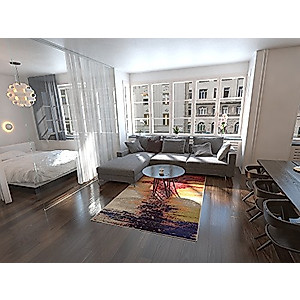 Unique Loom Estrella Collection Abstract, Rustic, Modern, Gradient, Distressed Area Rug, 5' 1" x 8' 0", Pink/Navy Blue