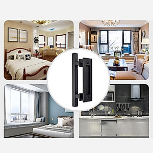 Sliding Barn Door Handle, Double Sided Rectangular Black Door Pull Handle, Door Handle Replacement, Both Interior and Exterior Doors