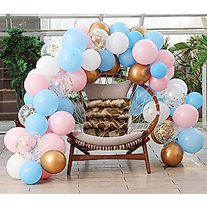 Gender Reveal Balloon Garland Kit, Gender Reveal Party Supplies Balloons Backdrop Including Light Blue Pink Gold Confetti Balloons for Gender Reveal Party Decorations
