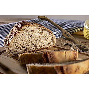 BREAD Knife islice.ca Bagel Knife - solid oak bow bread slicer for homemade bread - 17 inch - easy grip handle. For sourdough loaf & baguettes, easily slices crusty and hot loaves premium kitchen gift