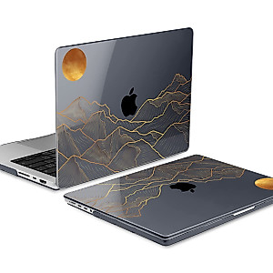 DONGKE for M4 MacBook Pro 16 Inch Case 2024 2023 2021 A3403 A3186 M3 A2991 M2 A2780 M1 A2485 Pro/Max Chip, Plastic Hard Shell Case & Keyboard Cover for Mac Pro 16 with Touch ID, Abstract Mountain
