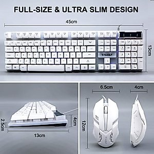 No/Brand Gaming Keyboard, Wired Keyboard with Mouse Combo, Gaming Player Kit with LED-Backlit Keyboard, Silent Gaming Mouse Kit for PC Laptops