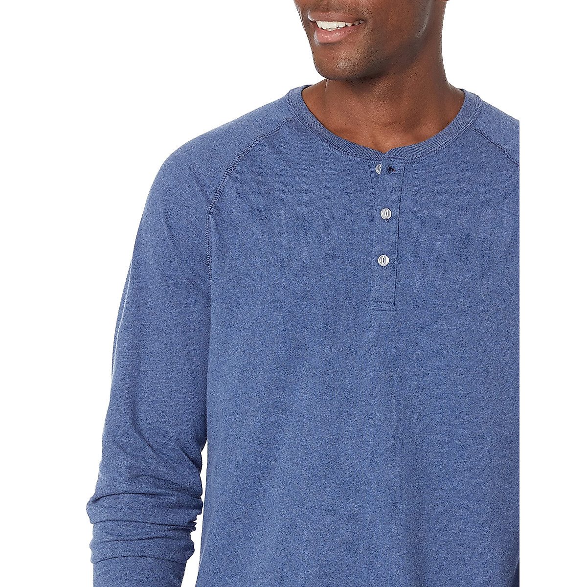 Amazon Essentials Long Sleeve Shirt for Men, Regular-Fit Henley, Available in Big & Tall, Blue Heather, X-Large