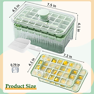 J.Y.Memorize Mini Ice Cube Trays for Freezer, Ice Cube Tray with Lid and Bin, 2 Pack 56 PCS Small Ice Cube Mold with Ice Scoop for Whiskey, Cocktail, Coffee and Kids DIY