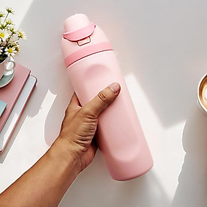 KiiKiiPaNa Insulated stainless steel kettle with straw, ideal for sports and travel, BPA-free，316 stainless steel, 20 oz (Pink)