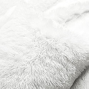 Lush Decor Emma Soft Fluffy Faux Fur Oversized Duvet Cover Set, Full/Queen, White - Warm Plush 3 Piece Bedding Set