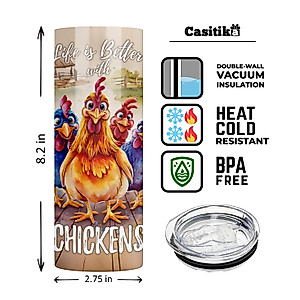 Casitika Chicken Tumbler. Chicken Gifts For Women. 20 Oz Tumbler For People That Love Chickens. Gift Idea For Mom To Use As A Coffee Mug. (Life)