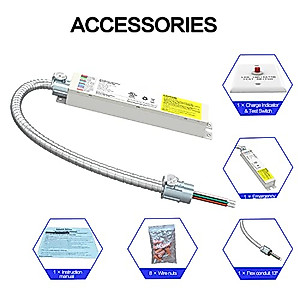 20W LED Emergency Light Driver 100-247V AC, 175V DC Rechargeable Emergency Driver Backup Battery, Emergency Time 90 Min Power Suply for Panel Light, Linear Light, UL Listed, 5-Year Warranty (10Pack)