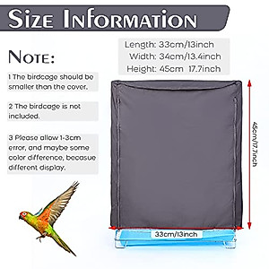 Bonaweite Bird Parrot Cage Cover Shade, Windproof Light-Proof Sleep Reduces Distractions Night Accessories Cloth Without Cage-13x13.4x17.7in (LxWxH)