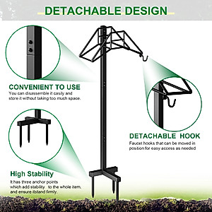 Surprizo Heavy Duty Metal Hose Storage Rack, Black, Sturdy & Waterproof, Freestanding, 45" Total Height, Easy to Install and Move