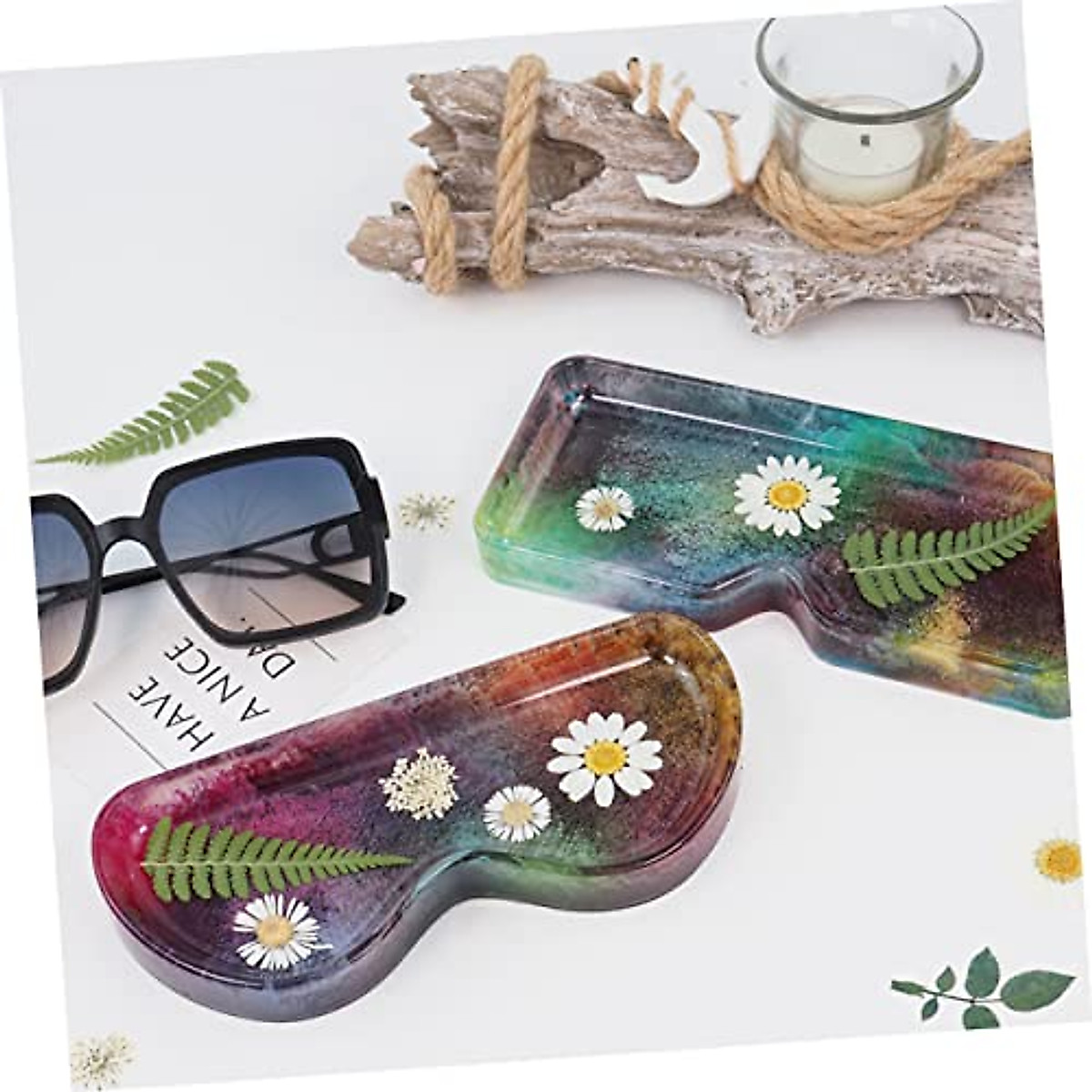 ADOCARN 2pcs Resin Glasses Holder Molds for Resin Silicone Coaster Mold Silicone Square Mold Eyeglasses Holder Making Mold Jewelry Storage Tray Molds Resin Silicone Mold Glasses Tray Molds