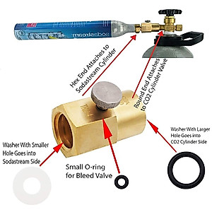 Farwind Home Use Soda Refill Bottle CO2 Cylinder Cartridges, Adapter Refills Connector Kit CGA320 to TR21-4, Thread Set Replacement Accessories for Soda Machine Tank, Gold