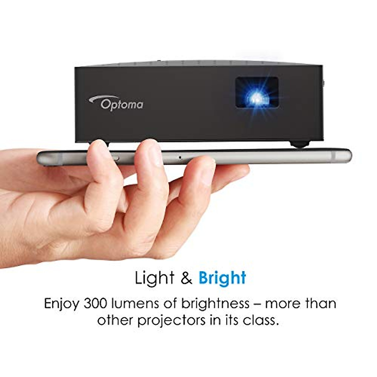 Optoma LV130 Mini Projector, Bright and Ultra Portable LED Cinema in Your Pocket, 4.5 Hour Built-in Battery, HDMI, USB, DLP Projector with Amazing Colors