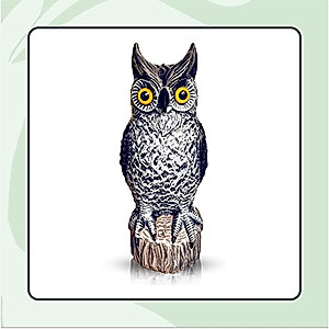 Bird Blinder Owl Decoy (16.5 Inch Tall) Natural Enemy Bird Deterrent, Great Horned Owl to Keep Birds Away - Owl Decor to Protect Gardens from Wildlife - Scarecrow for Outdoors or Indoors