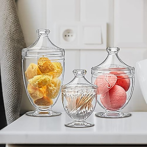 Amazing Abby - Aspire - Acrylic Bathroom Canisters (3-Piece Set), Plastic Apothecary Jars for Vanity, BPA-Free and Shatter-Proof, Great for Cotton Balls, Bath Sponges, Shower Balls, and More