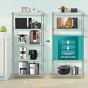 Doredo 5 Tier Wire Shelving Unit, Height Adjustable Wire Shelves, Metal Wire Rack Shelving for Laundry, Kitchen, Bathroom, Pantry, Closet (13.5" D x 29" W x 59" H, Silver)
