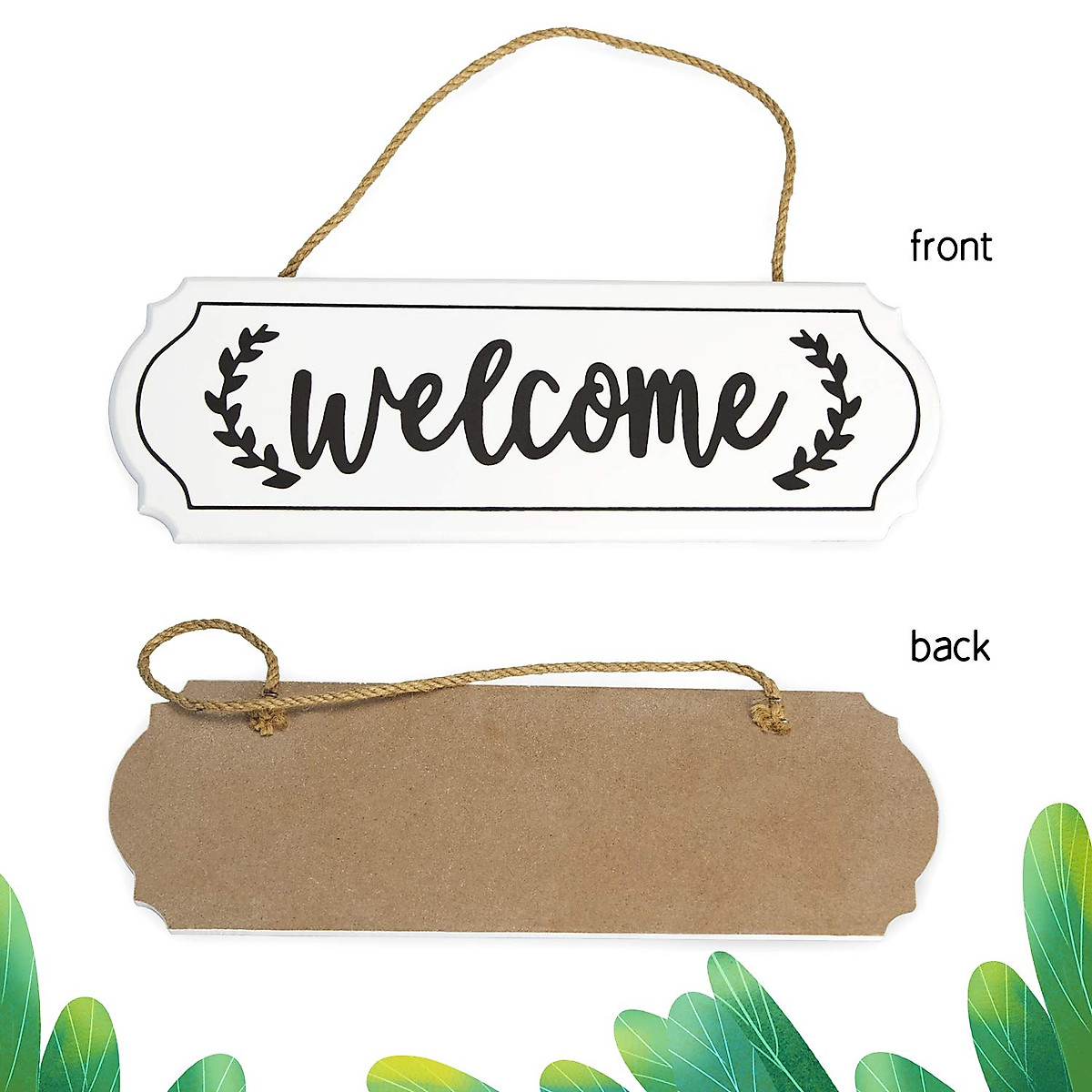 Rustic Wooden Welcome Sign for Front Door Decor | White 11.61 x 3.74 Inch