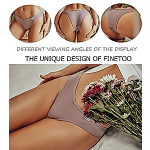 FINETOO 6 Pack Womens Cotton Underwear Sexy V-Waist Bikini Panties Ladies Brazilian Hipster Cheeky S-XL