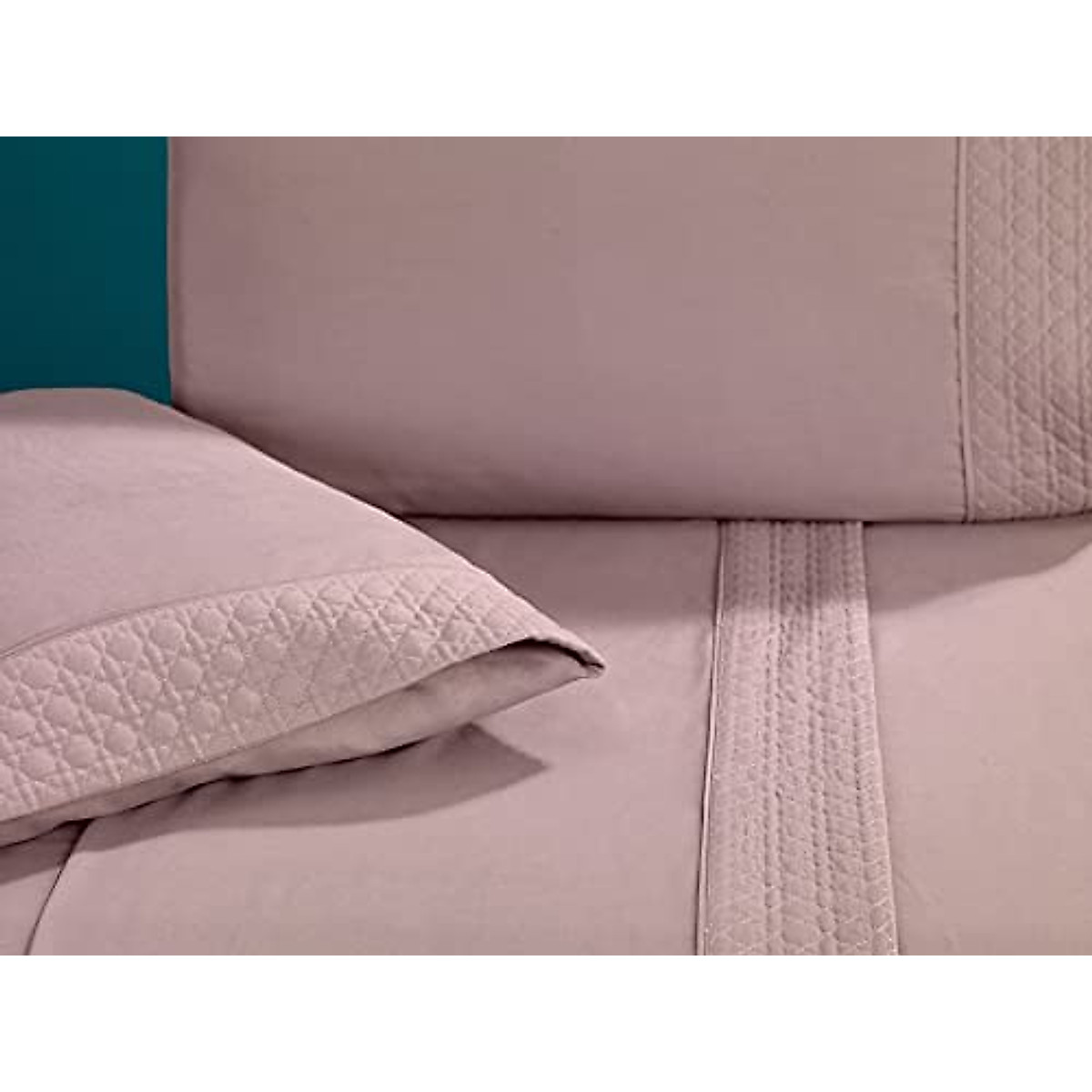 Elegant Comfort Luxury Soft Coziest 4-Piece Bed Sheet Set 1500 Thread Count Egyptian Quality Wrinkle Resistant Beautiful Quilted Design on Flat Sheet and Pillowcases, Queen, Dusty Rose