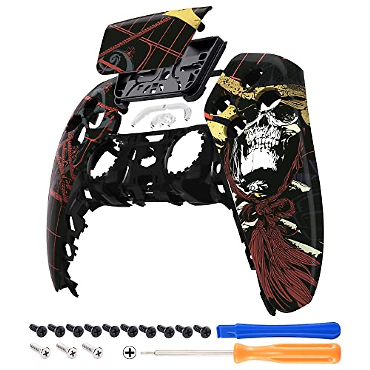 eXtremeRate Demon Samurai Touchpad Front Top Shell Compatible with ps5 Controller BDM-010 020 030 040 050, DIY Replacement Shell Custom Touch Pad Cover Compatible with ps5 Controller