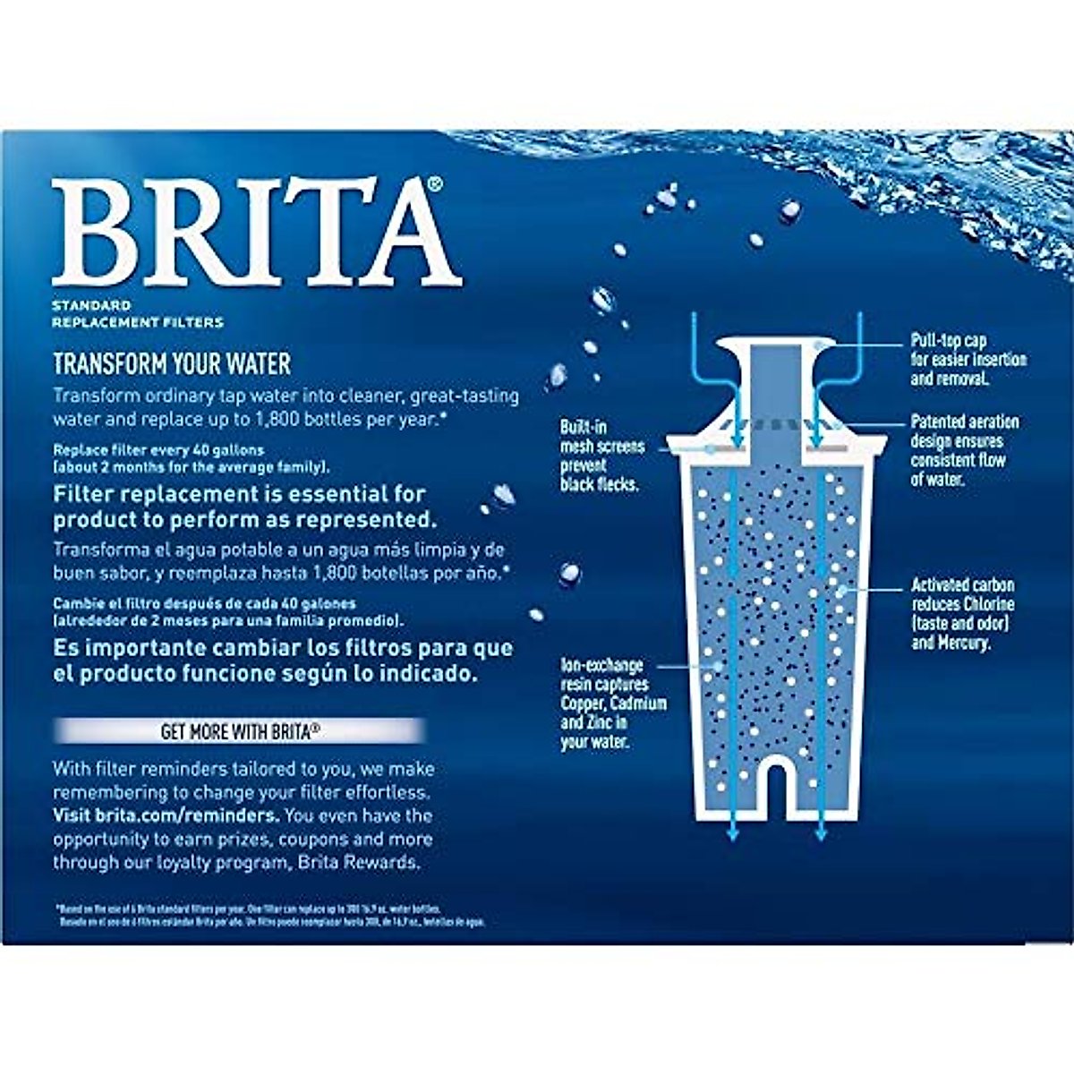 Brita Standard Pitcher Filters 3-Pack for Pitcher Replacement Filter