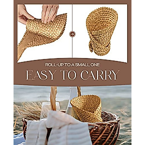 Visors for Women, Straw Sun Visors for Women Beach Hats for Women Packable Sun Hat Womens Visor Handmade Straw Hats for Women Khaki