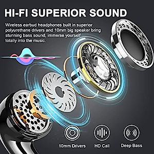 Wireless Earbud, Bluetooth 5.2 Headphones with HD Mic, Bluetooth Earphones in Ear Deep Bass, Bluetooth Earbud IP7 Waterproof Wireless Headphones 40H Playtime Ear buds for iphone Android [New Upgrade]