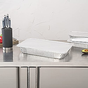 Restaurantware LIDS ONLY: Foil Lux Foil Pan Lids 25 Oven-Ready Foil Tray Lids -Fits Full-Size Steam Table Lids Freezable Silver Aluminum DisposableTurkey Pan Lids Pans Sold Separately