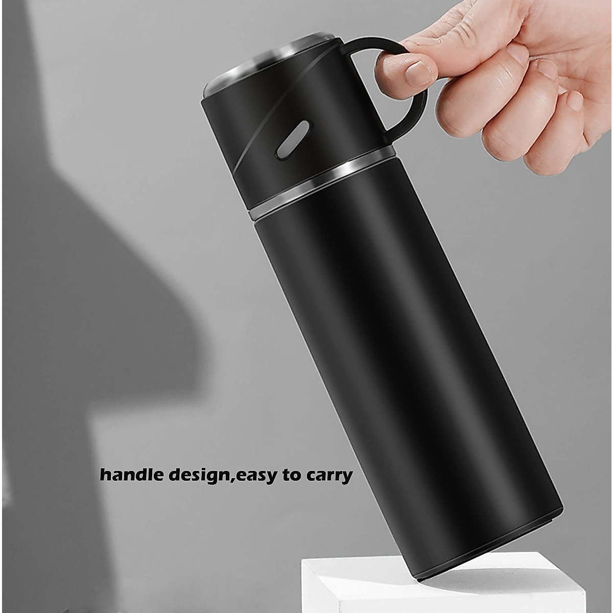 Insulated Water Bottle Travel Coffee Mug Stainless Steel Vacuum Flask Coffee Cups Water Flask for Hot and Cold Drinks 14.2 oz/420ml（Black）