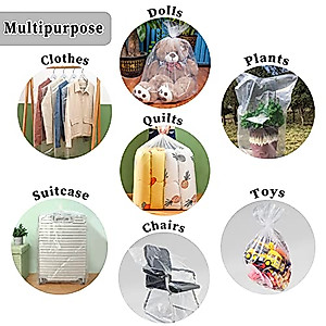 Extra Large Clear Plastic Storage Bags,5Pieces 40x60 Inches Big Giant Jumbo Huge Plastic Storage Bags for Luggage, Suitcase,Furniture,5 Ribbons Included