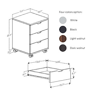 VICLLAX 3 Drawer Dresser Mobile Cabinet Under Desk Storage with Casters for Home Office, Black