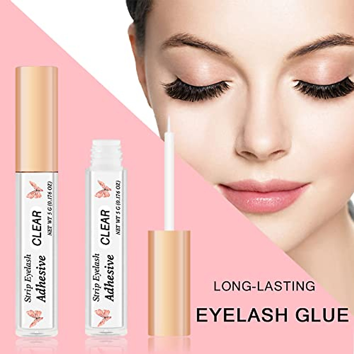 CMNRO Lash Glue Eyelash Glue Waterproof Eyelash Glue for False Lashes Super Strong Hold Eyelash Adhesive Latex-Free Suitable for Sensitive Eyes 0.176oz Clear2