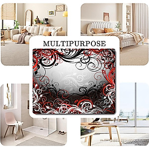 Area Rug 5'x4' Carpet for Bedroom Living Room Kids Nursery Room Home Decor Soft Rugs Mat Non Slip Black Red